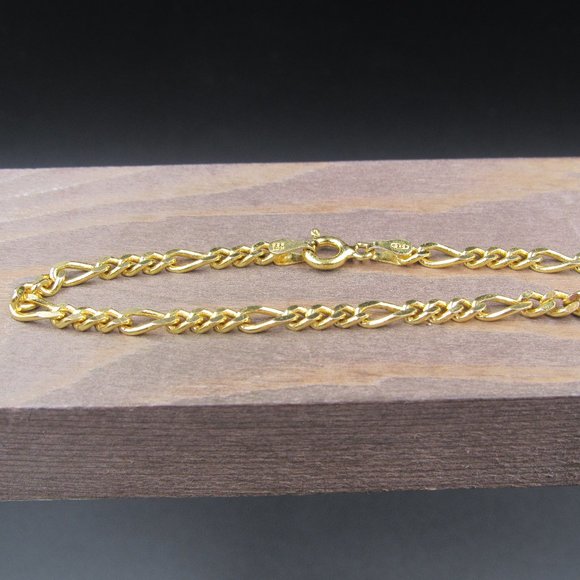 Jewelry | 7 Sterling Gold Plated Figaro Chain Bracelet | Poshmark